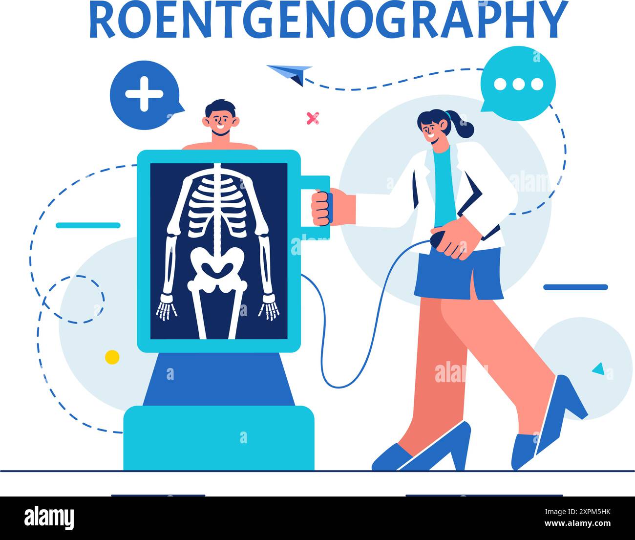 Roentgenography vector illustration with fluorography body checkup ...