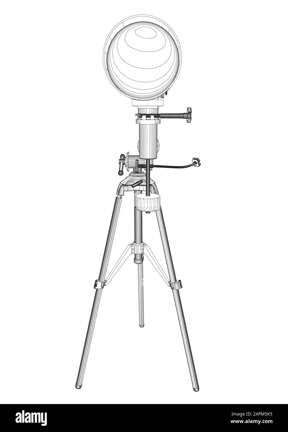 Contour drawing of Telescope - astronomy tool. Telescope in simple ...