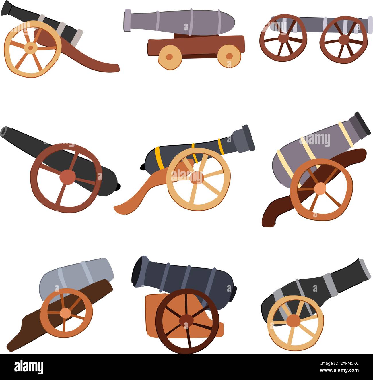 cannon gun set cartoon vector illustration Stock Vector Image & Art - Alamy
