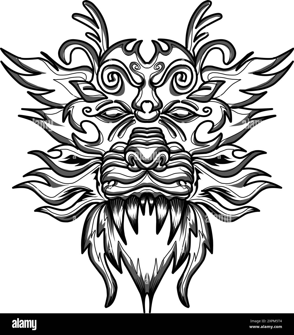 Japanese Dragon Face Stencil