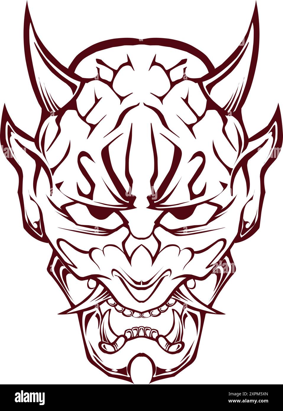 Illustration of a Japanese Hannya mask. Perfect for stickers, icons ...