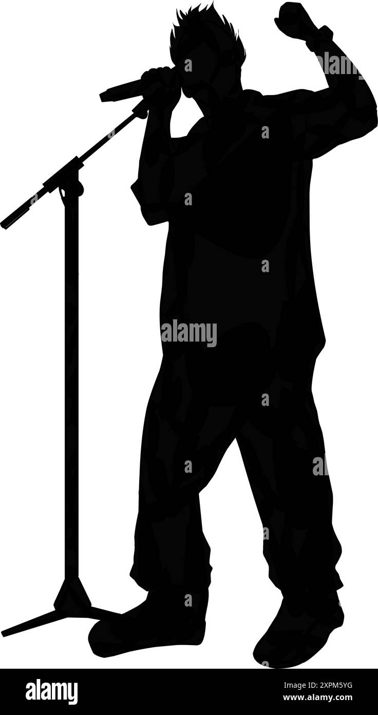 Silhouette illustration of male singer. Perfect for stickers, poster ...