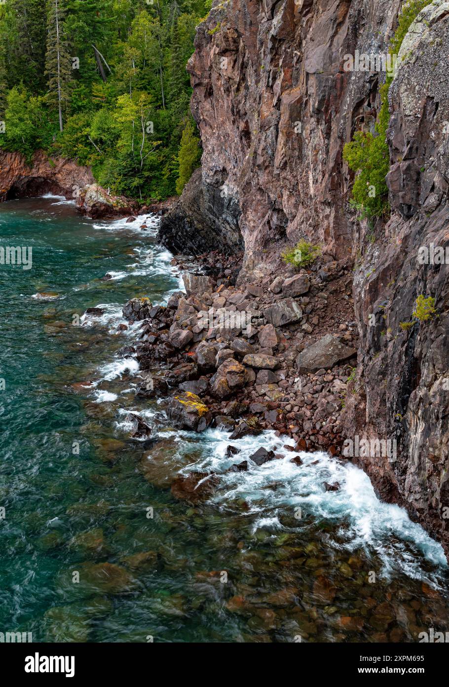 The Lake Superior shore is seen in Temperance River State Park, Cook ...