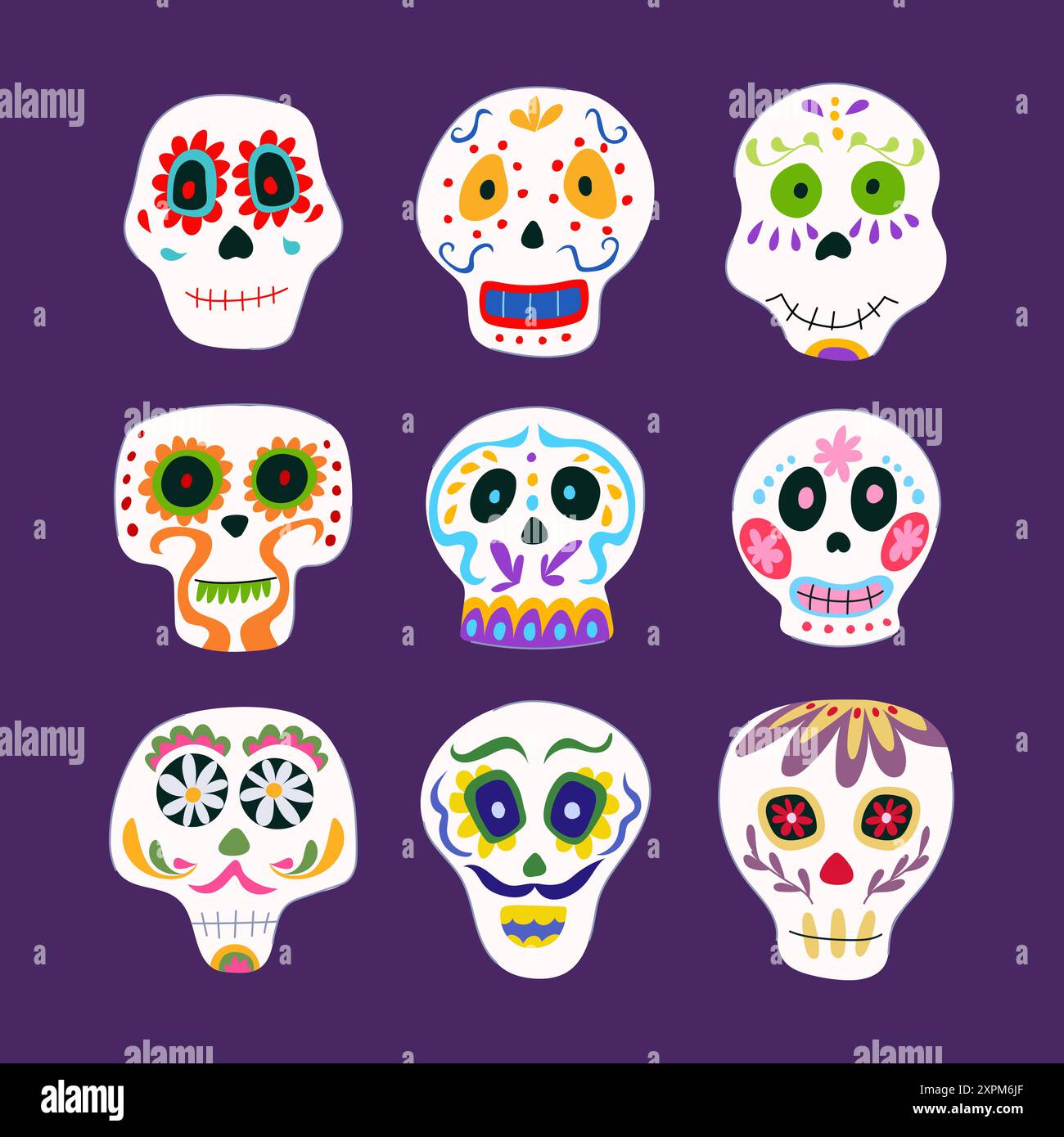 dead day skull set cartoon vector illustration Stock Vector Image & Art ...