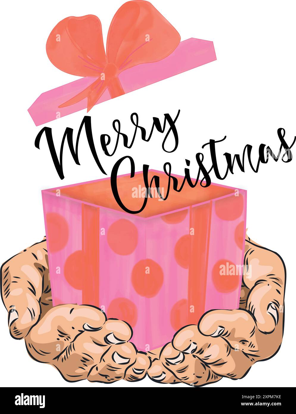 Watercolor Merry Christmas gift vector, Merry Christmas gift box in ...