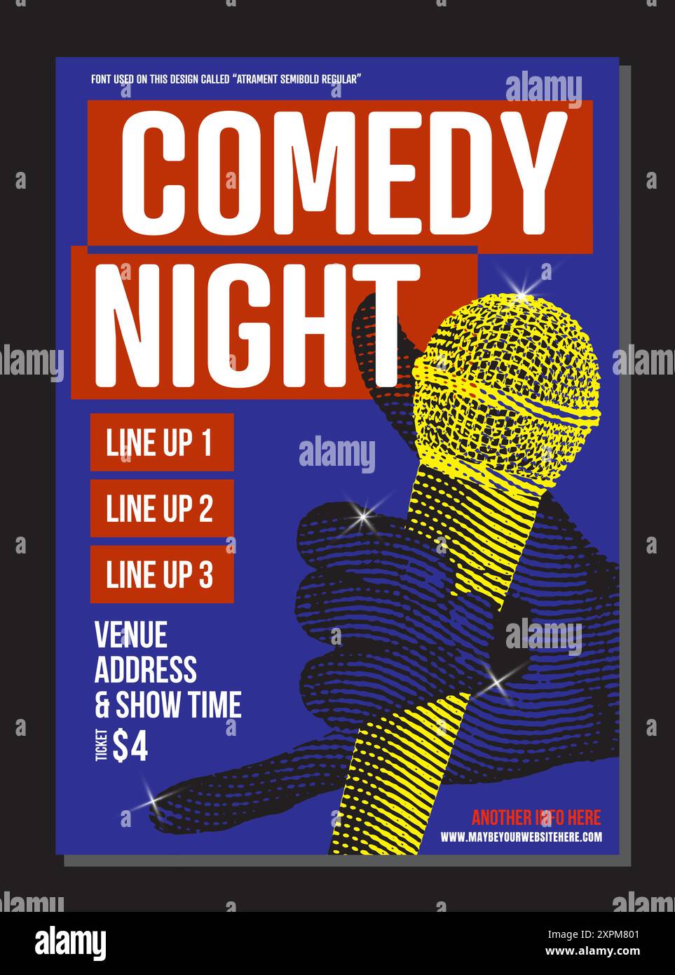 comedy night flyer or placard template. Stand up comedy show poster ...