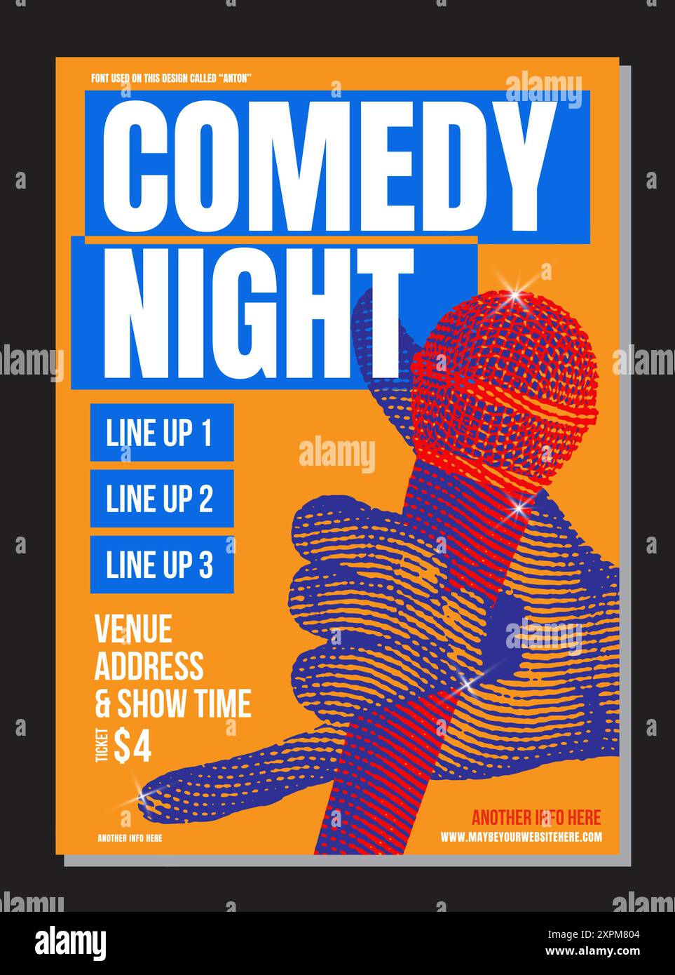 comedy night flyer or placard template. Stand up comedy show poster ...