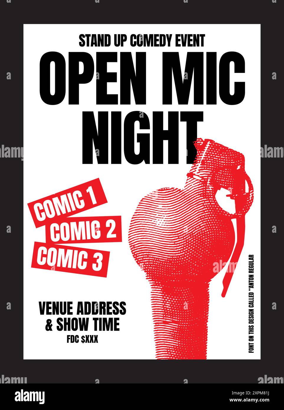 Open mic night flyer or placard template. Stand up comedy show poster ...