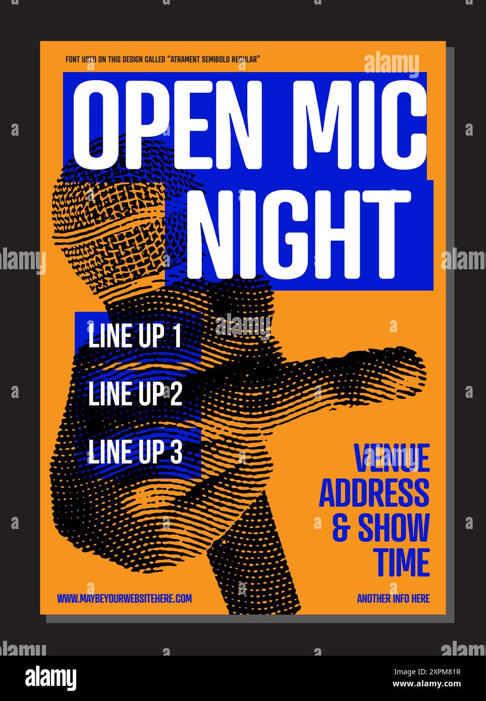 Open mic night flyer or placard template. Stand up comedy show poster ...