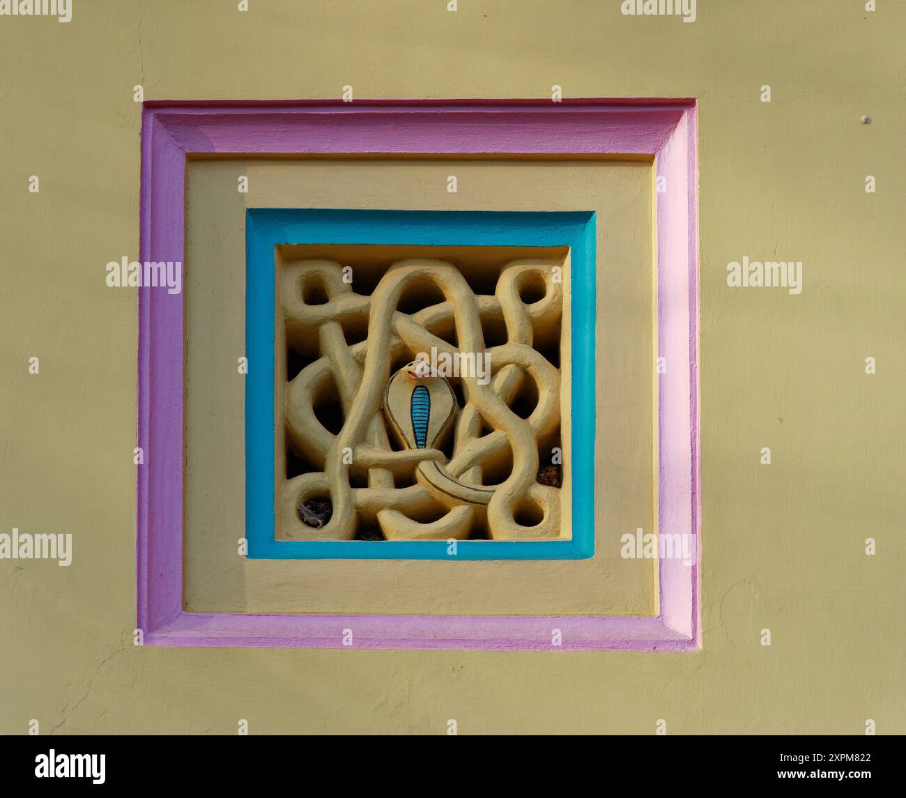 Artistic design of snake Cobra carved in a stone for window design ...