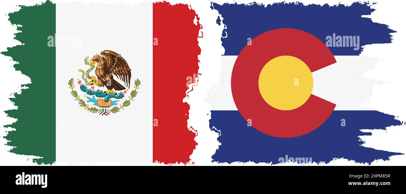 Colorado and Mexico grunge brush flags connection, vector Stock Vector ...