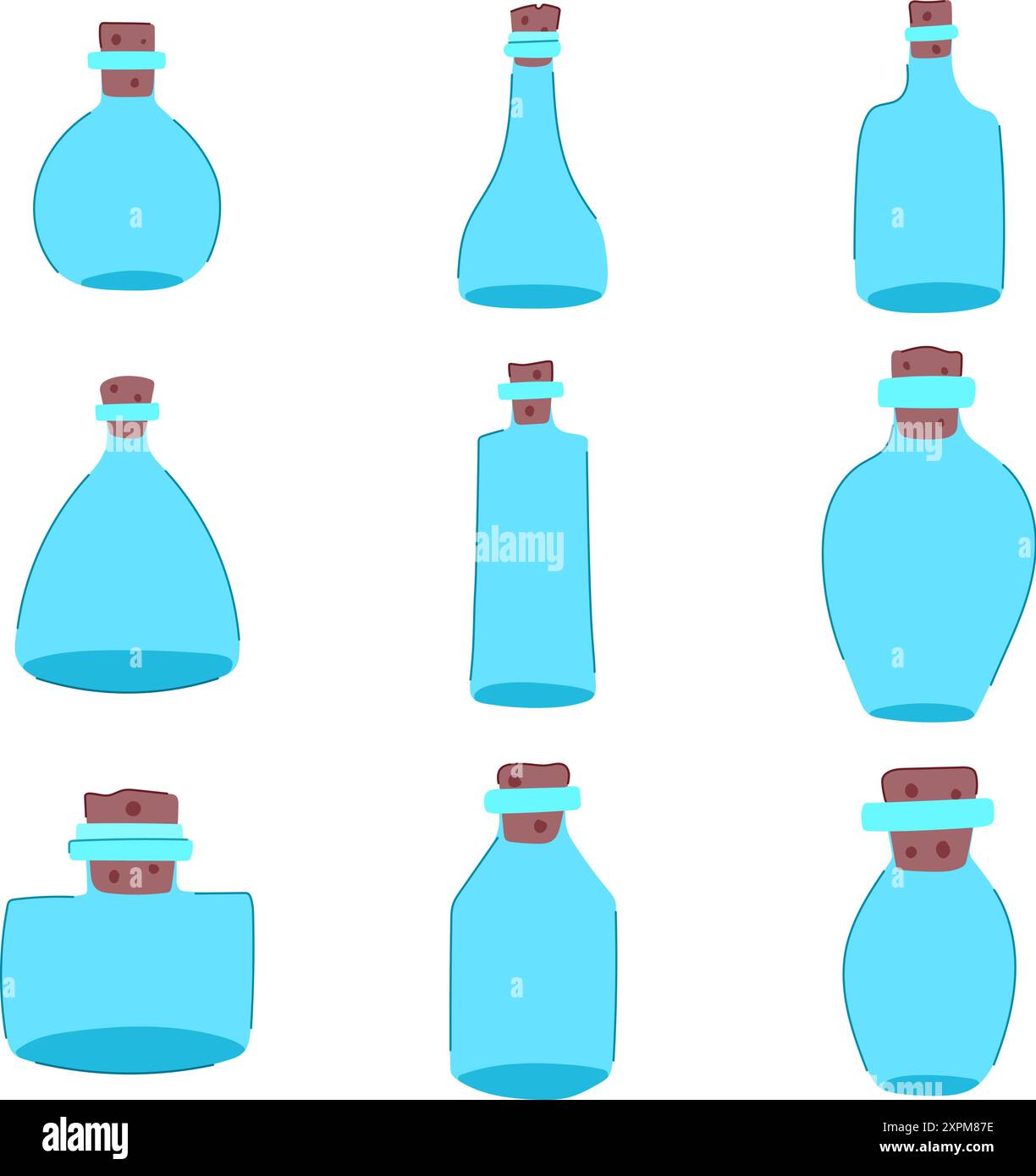 glass bottle set cartoon vector illustration Stock Vector Image & Art ...