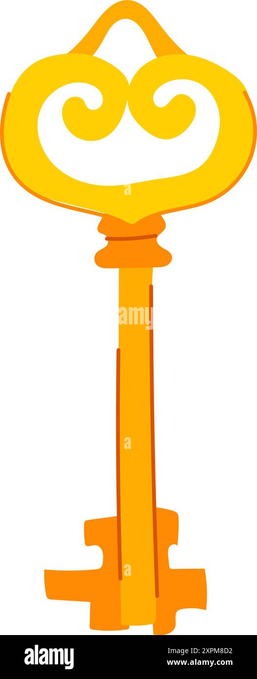 door golden key cartoon vector illustration Stock Vector Image & Art ...