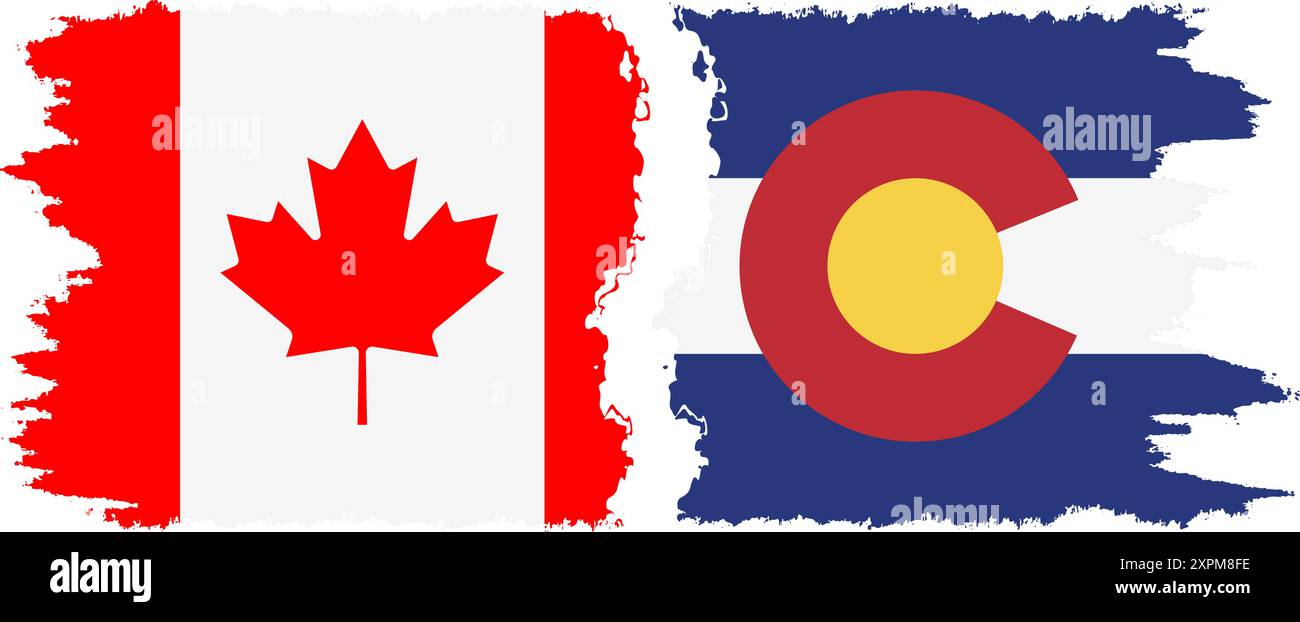 Colorado and Canada grunge brush flags connection, vector Stock Vector ...