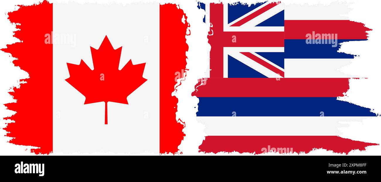 Hawaii and Canada grunge brush flags connection, vector Stock Vector ...