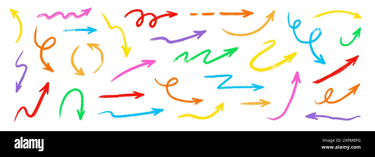 Arrow crayon pastel pencil chalk color line stroke. Sketch chalk pastel ...