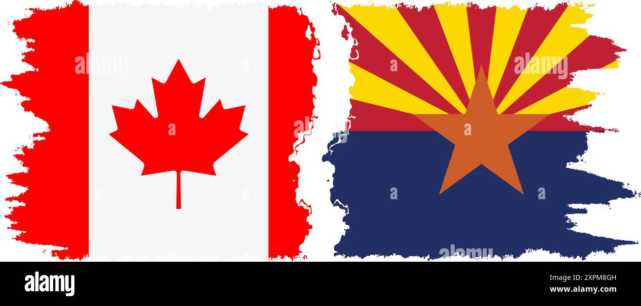 Arizona and Canada grunge brush flags connection, vector Stock Vector ...