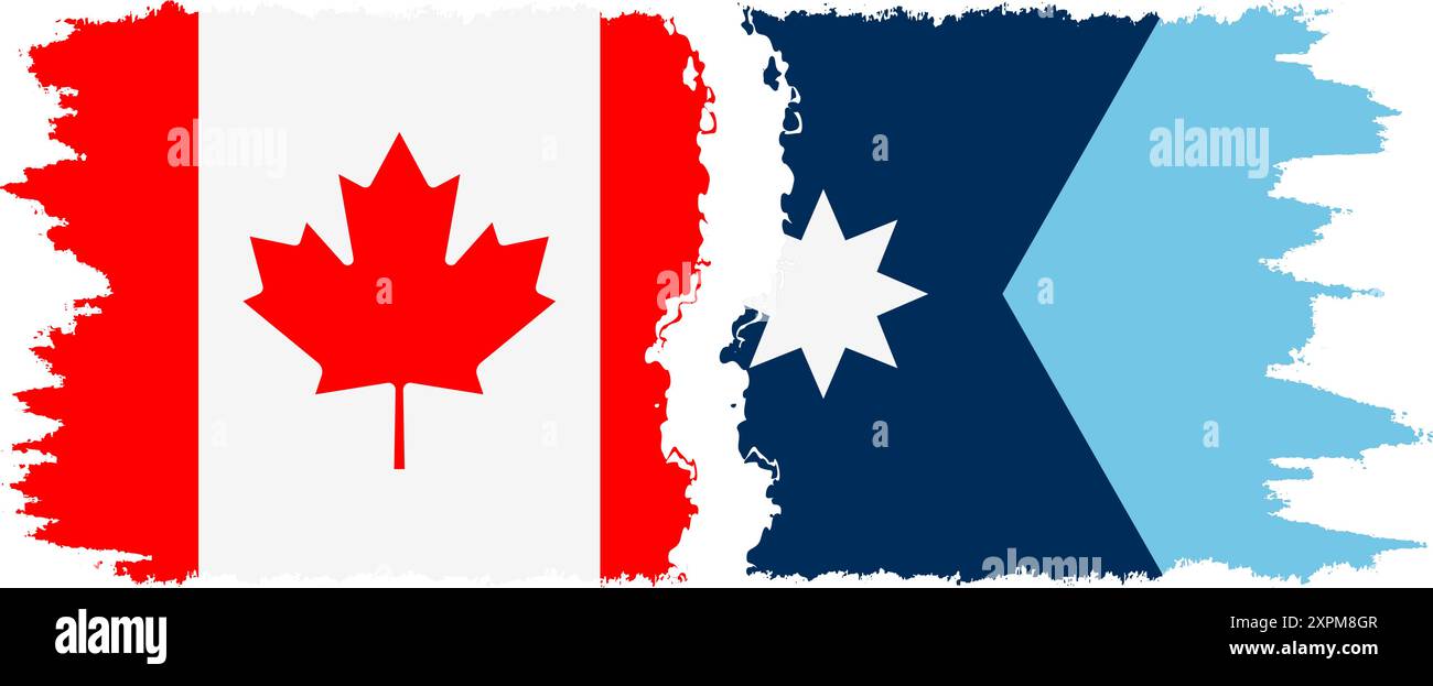 Minnesota 2024 and Canada grunge brush flags connection, vector Stock ...