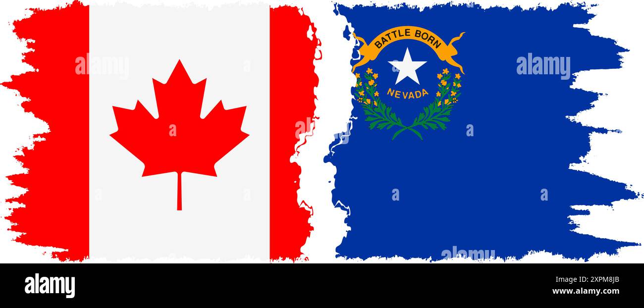 Nevada and Canada grunge brush flags connection, vector Stock Vector ...