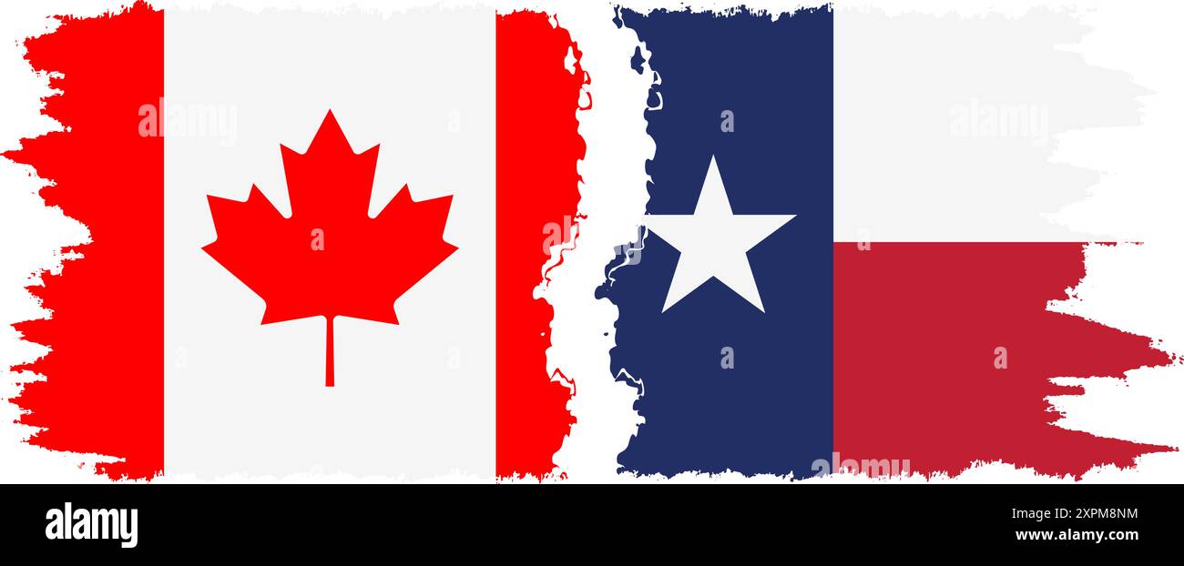 Texas and Canada grunge brush flags connection, vector Stock Vector ...