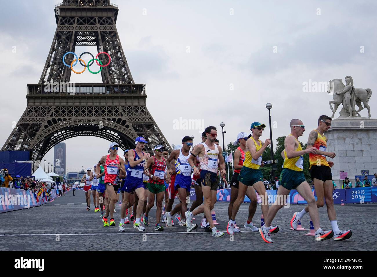 Athletes compete during the marathon race walk relay mixed at the 2024 ...