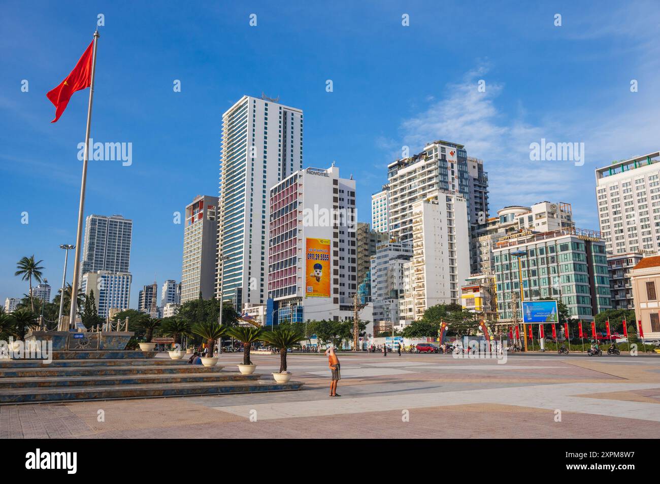 The central square of Nha Trang city with a view of skyscrapers and the ...