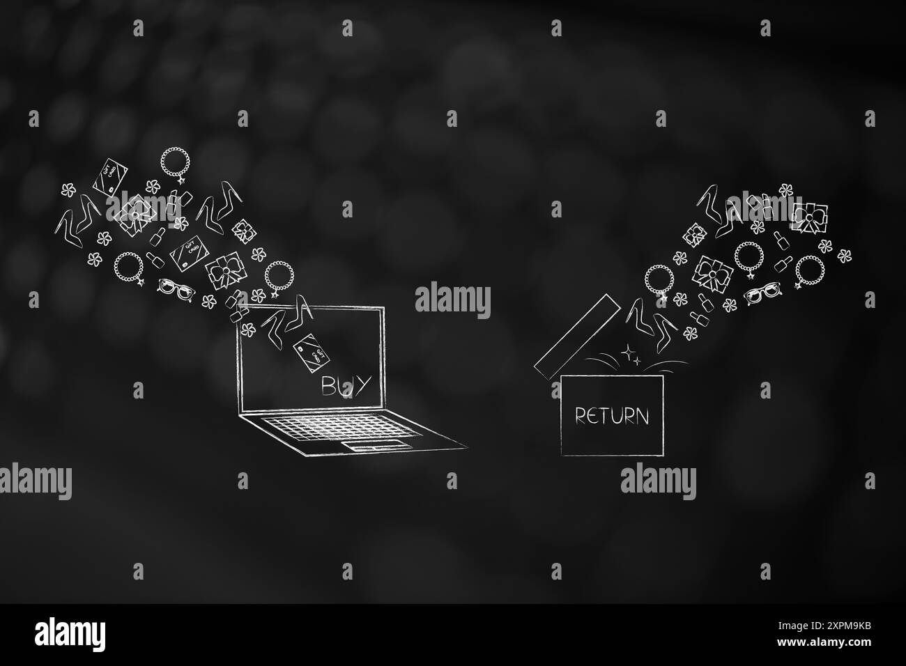 buy and return concept with laptop and return parcel, customer rights ...