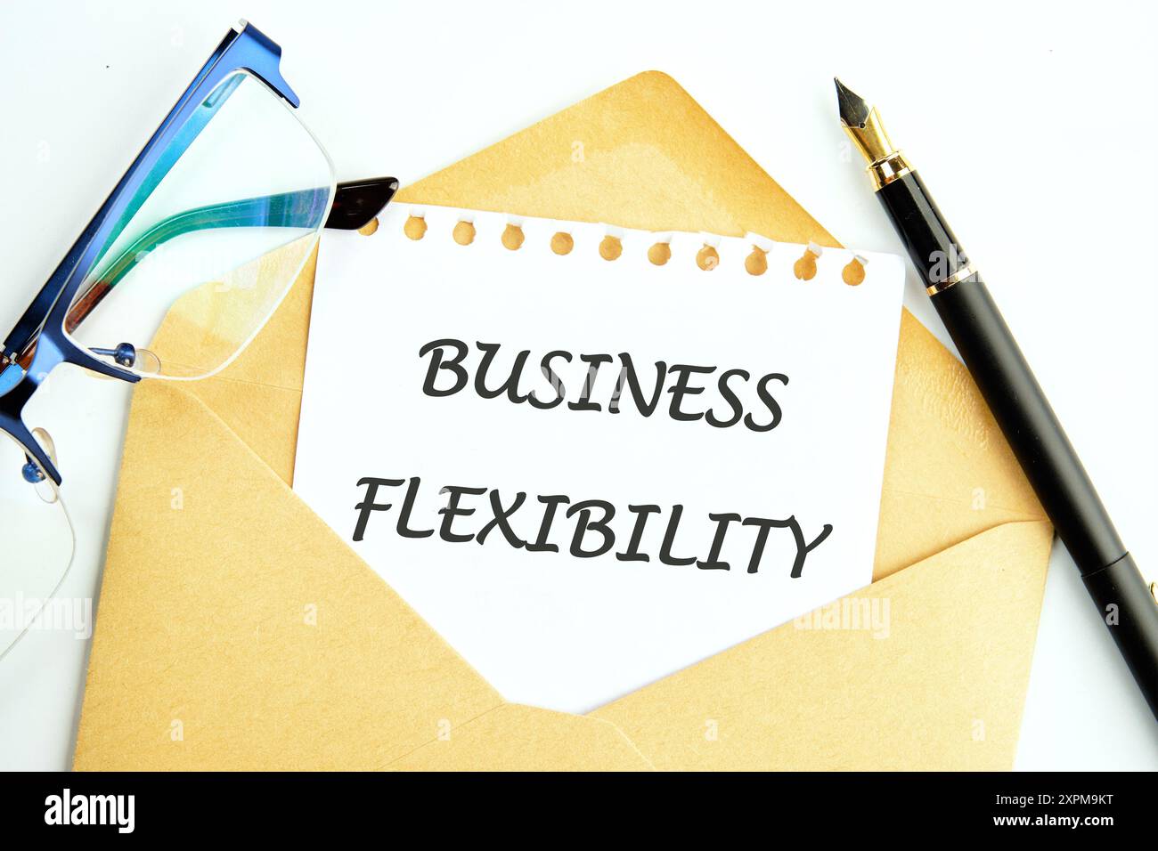 BUSINESS FLEXIBILITY words on a piece of paper sticking out of a postal ...