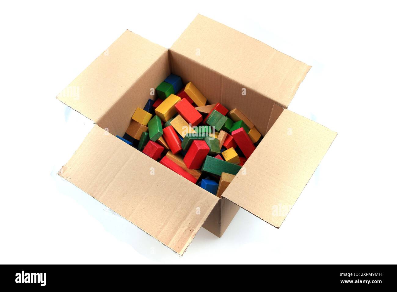 wooden color 3d shapes in the box Stock Photo - Alamy