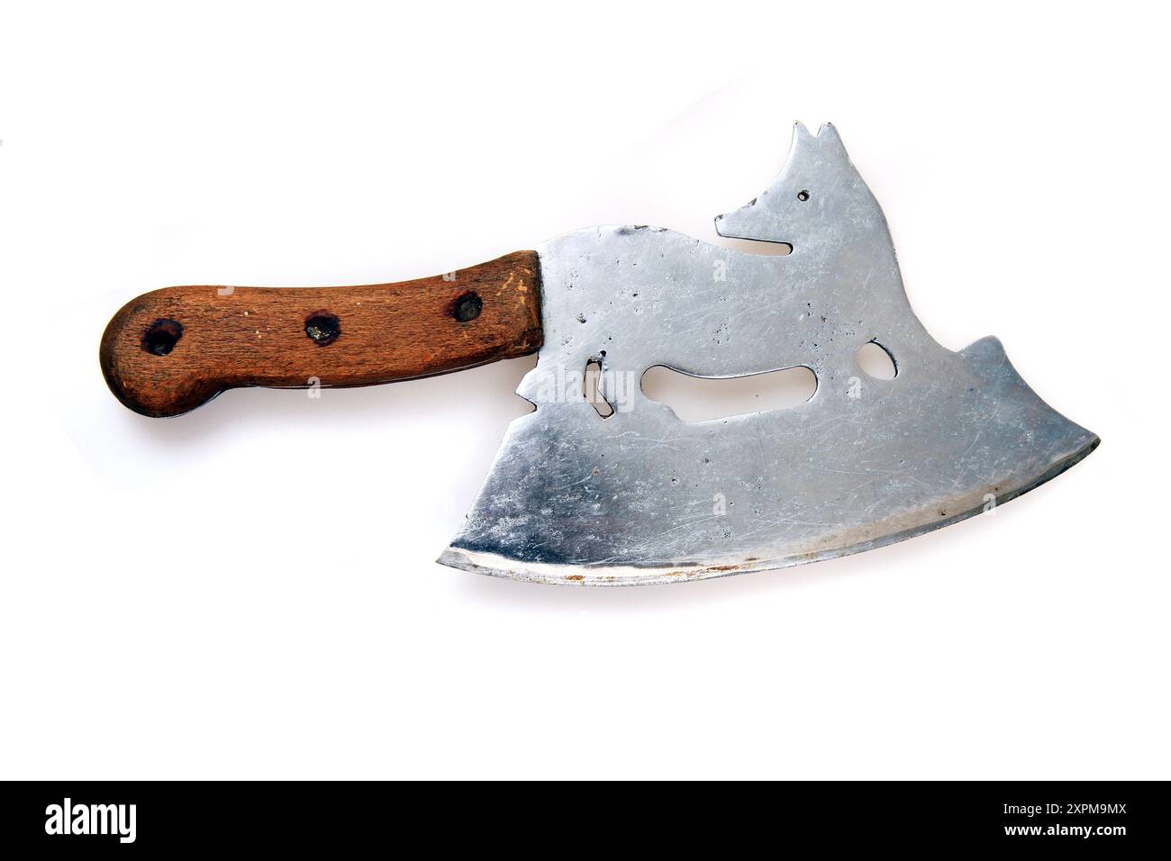 old meat cleaver with dog isolated on the white background Stock Photo ...