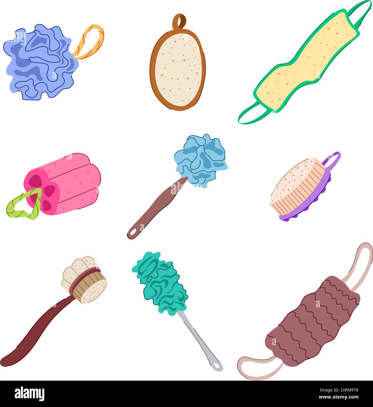loofah shower set cartoon vector illustration Stock Vector Image & Art ...