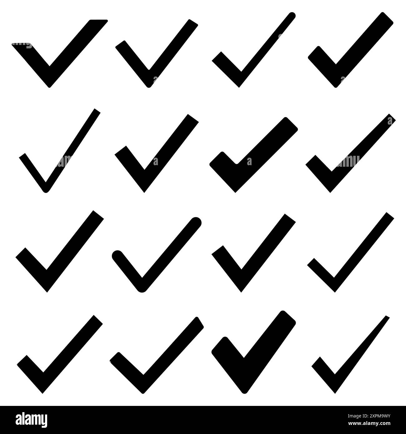 Check mark icons set. Black check mark on white background. Approved ...