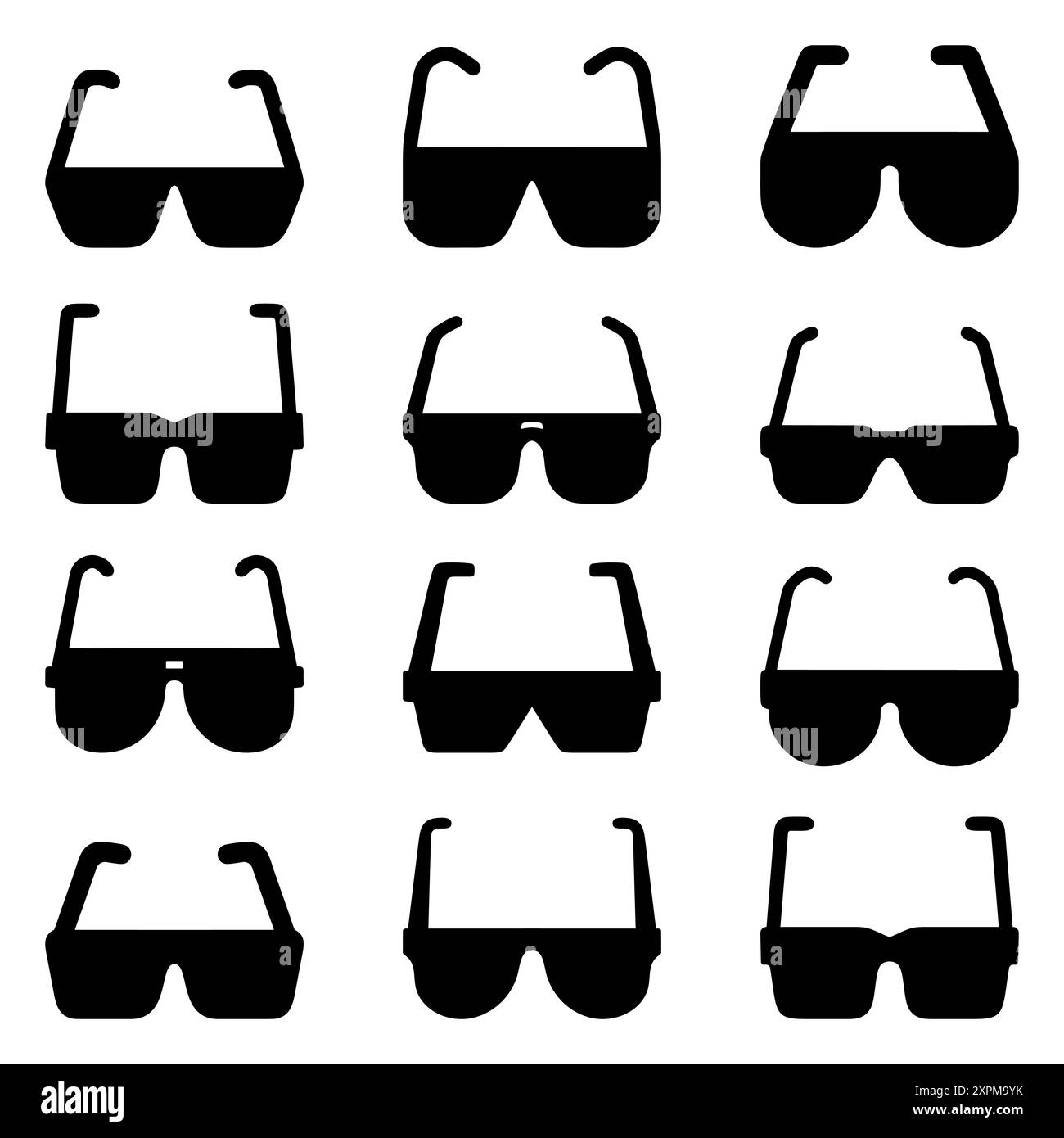Glasses icons set. Black glasses icon in flat design. Glasses symbol isolated Stock Vector Image ...