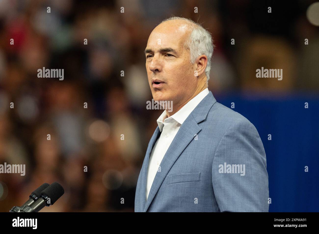 Senator Bob Casey speaks at the rally in Liacouras Center at Temple ...
