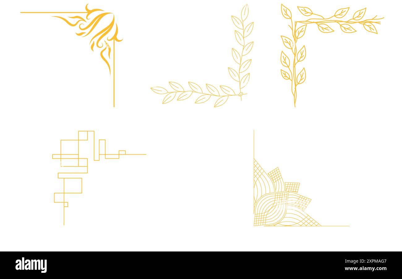 golden line abstract hand drawn draw frame aesthetic artistic design ...