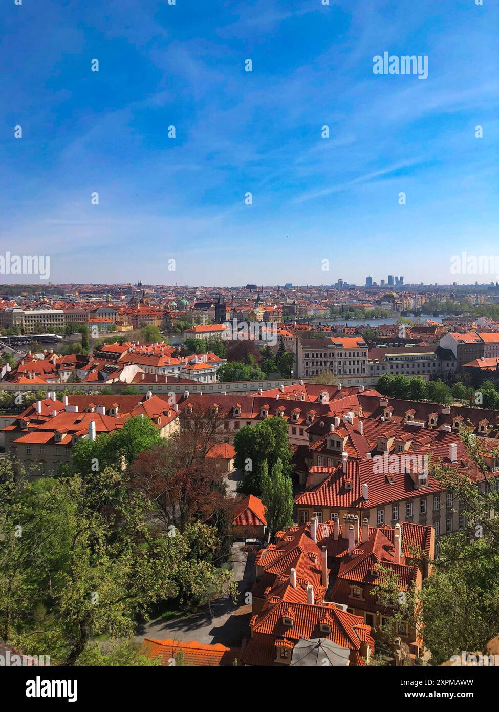 Prague red roofs and dozen spires of historical Old Town of Prague ...