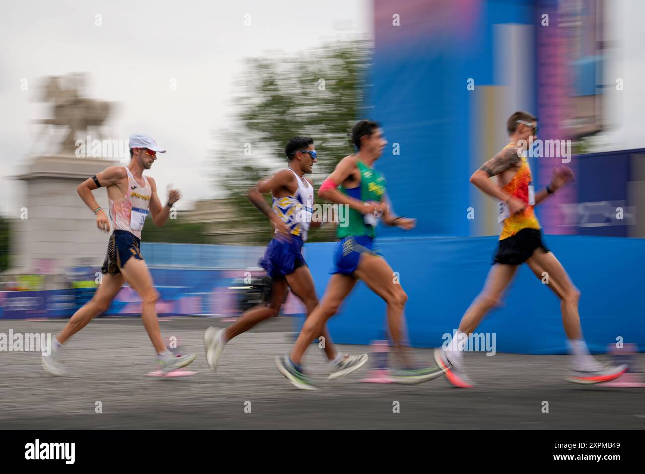 Athletes compete during the marathon race walk relay mixed at the 2024 ...