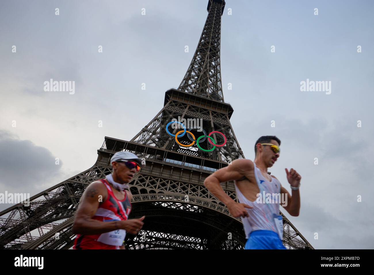 Athletes compete during the marathon race walk relay mixed at the 2024 ...