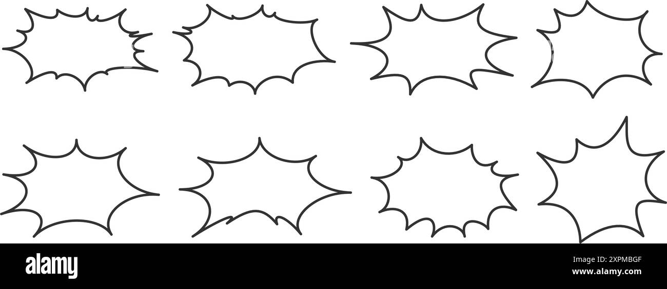 Comic and manga speech bubbles. Pop art outline frame for text. Vector ...