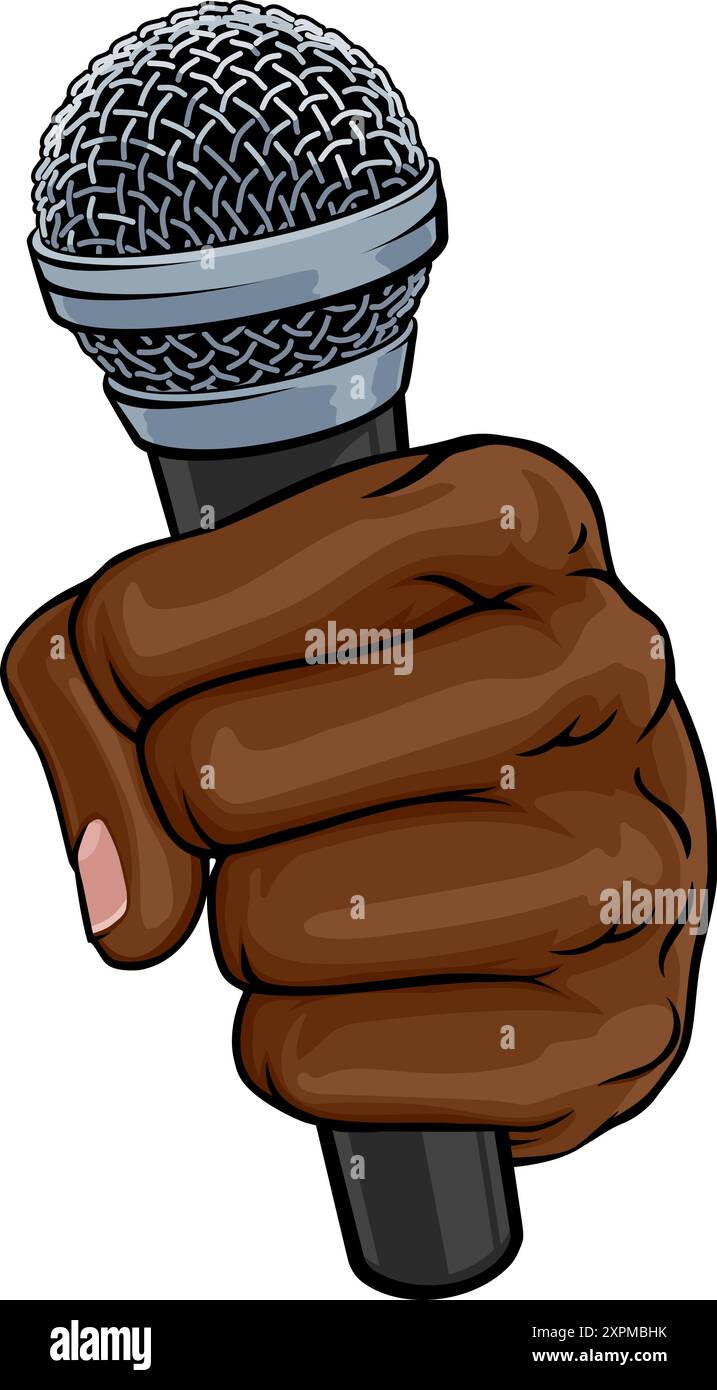 Microphone Fist Hand Comic Book Pop Art Cartoon Stock Vector Image ...
