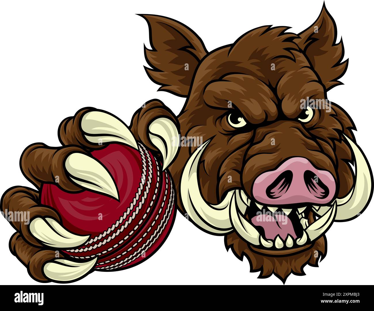 Boar Wild Hog Razorback Warthog Pig Cricket Mascot Stock Vector Image ...