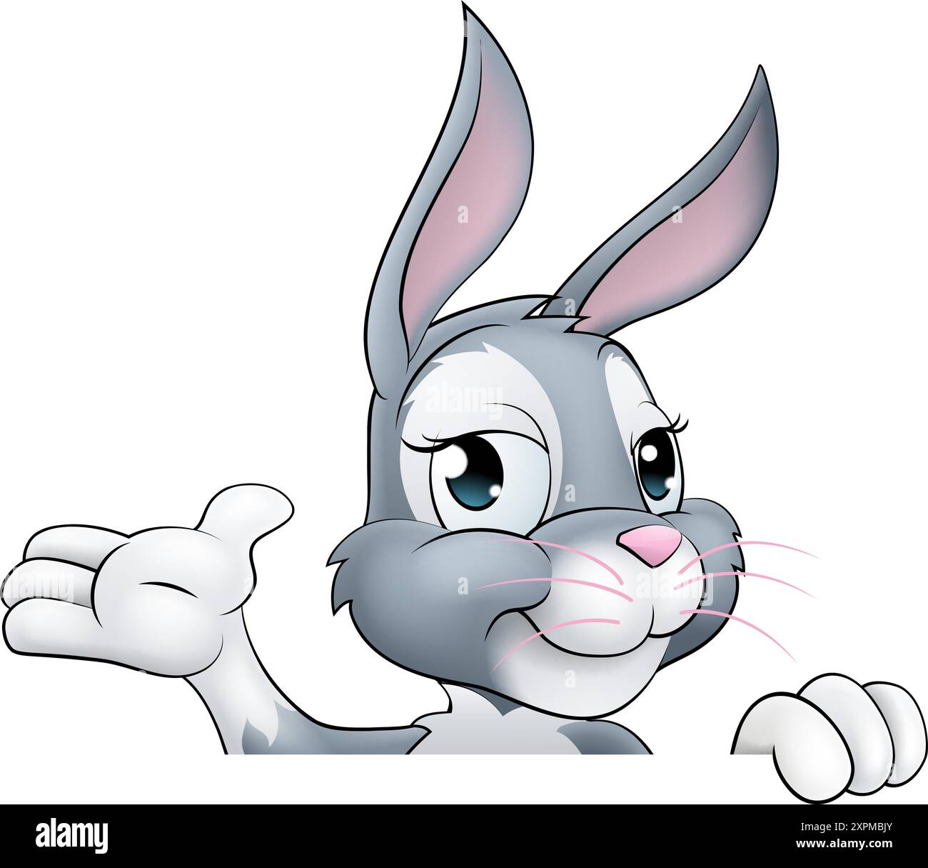 Easter Bunny Rabbit Cartoon Character Peeking Sign Stock Vector Image ...