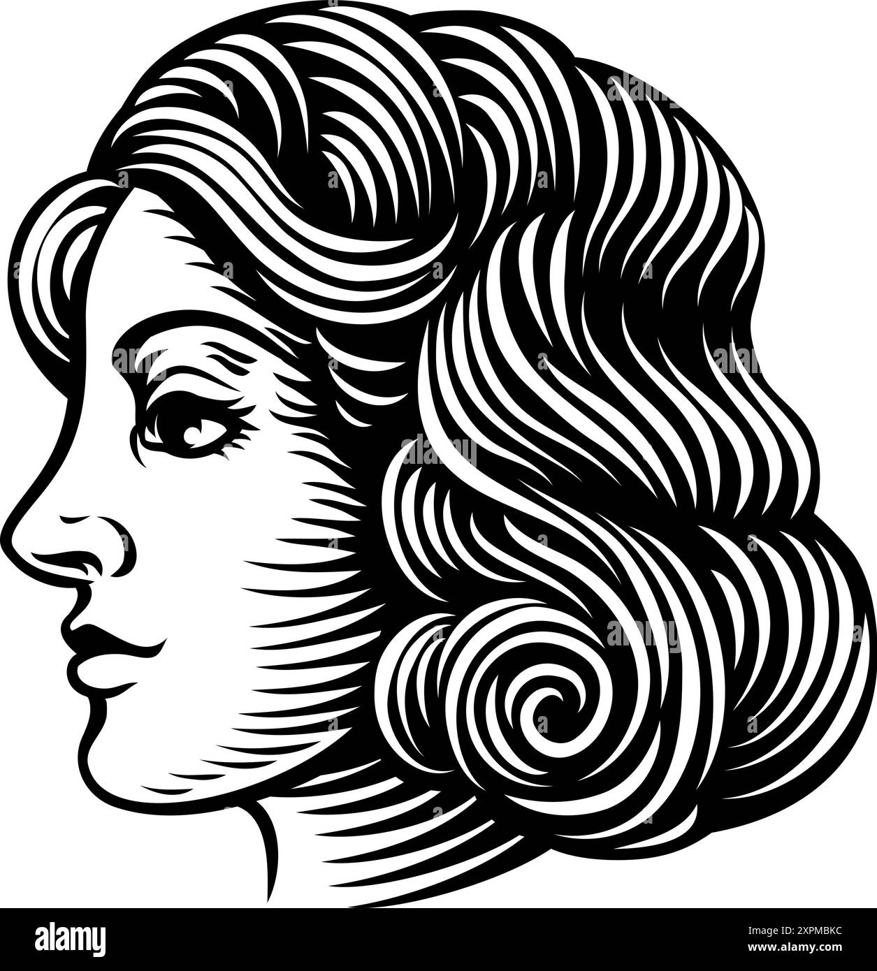 Head woman face character Black and White Stock Photos & Images - Alamy