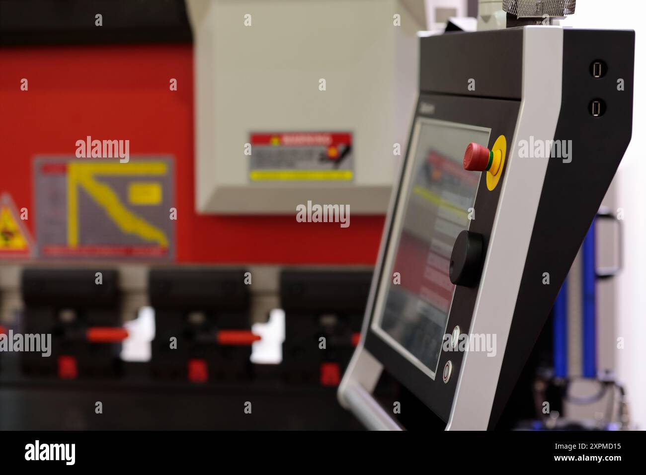 Touchscreen control console of modern CNC press brake machine ...