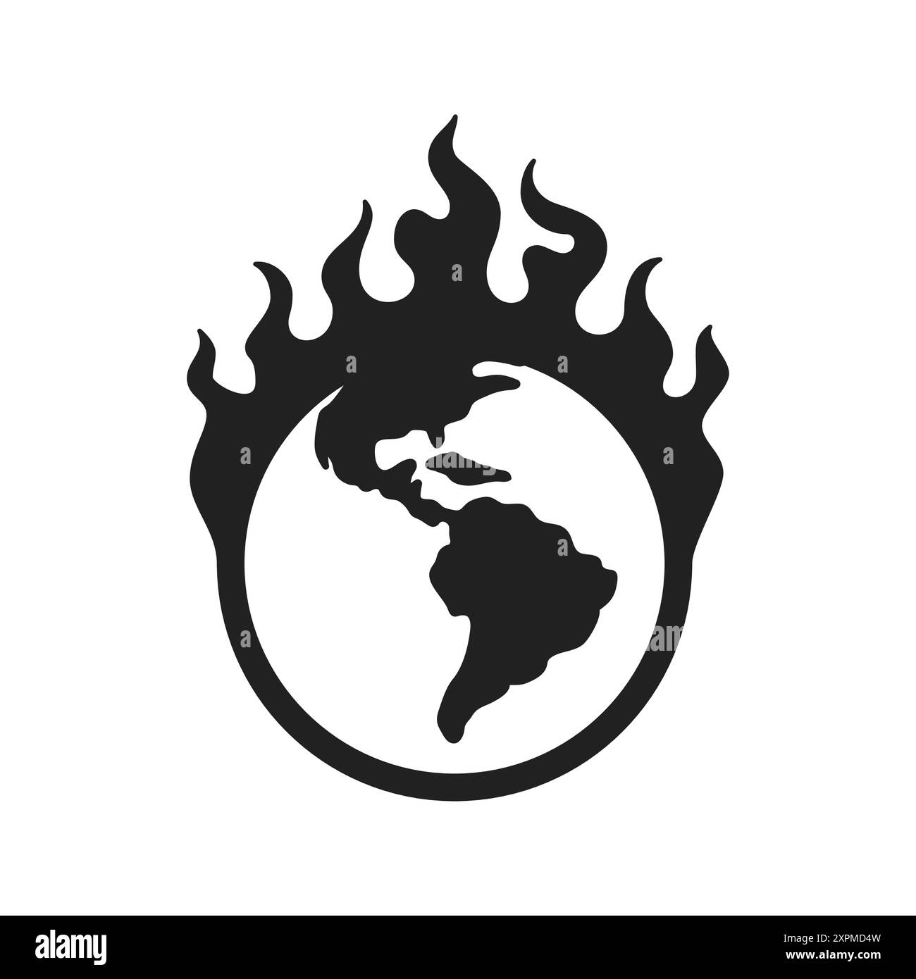 Y2k Earth planet burning fire flame gothic art tattoo black outline ...