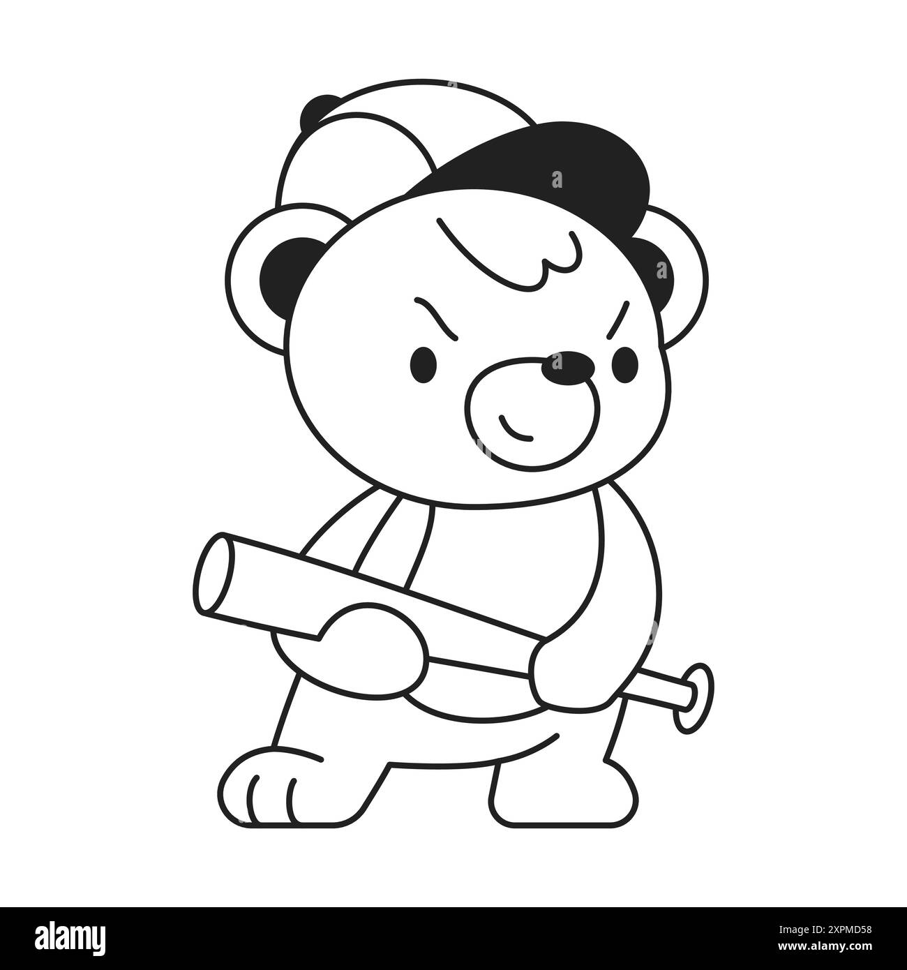 Y2k aggressive bear toy with baseball bat outline black tattoo icon ...