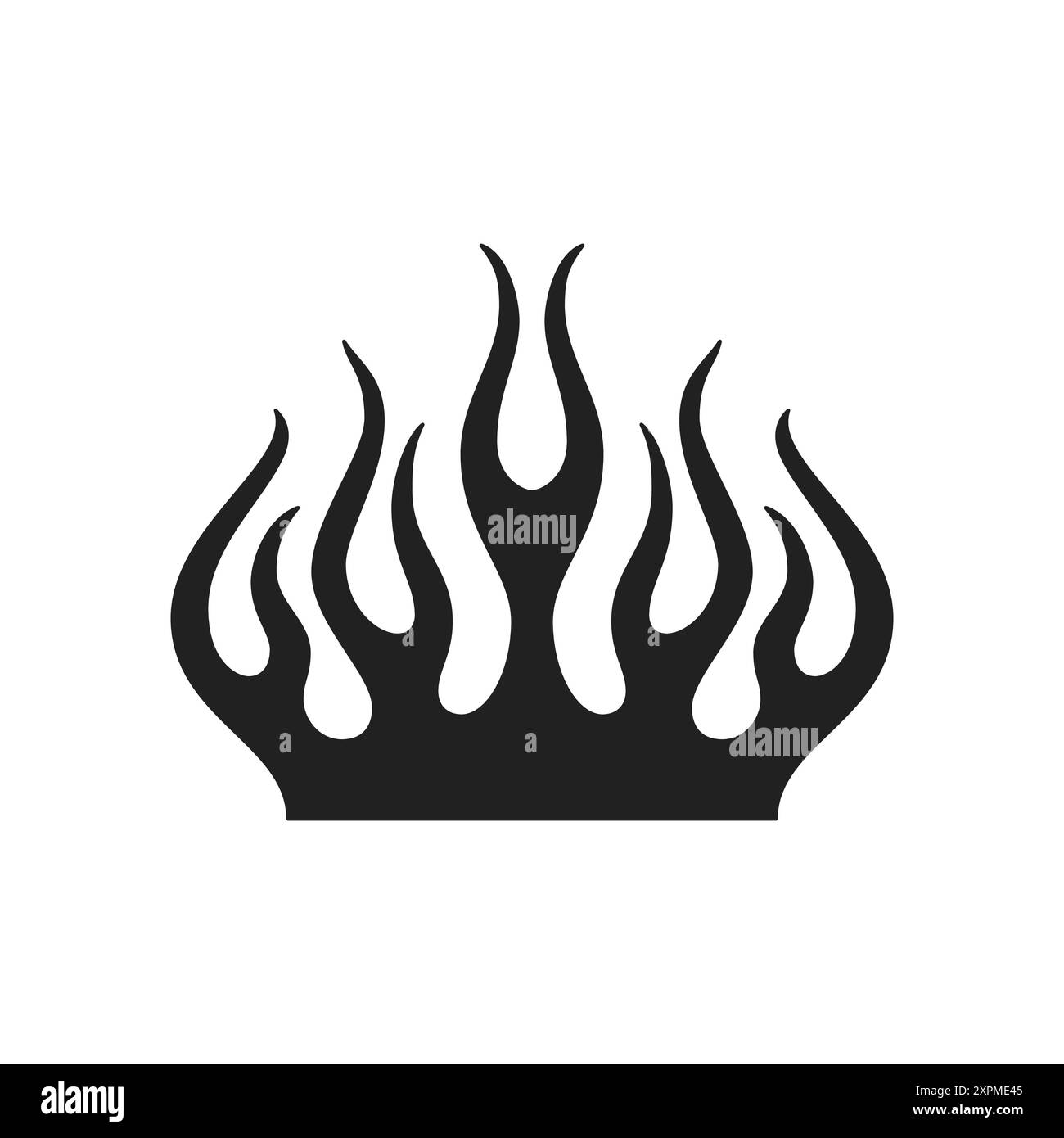 Y2k abstract burning fire flame black tattoo art sticker icon vector ...