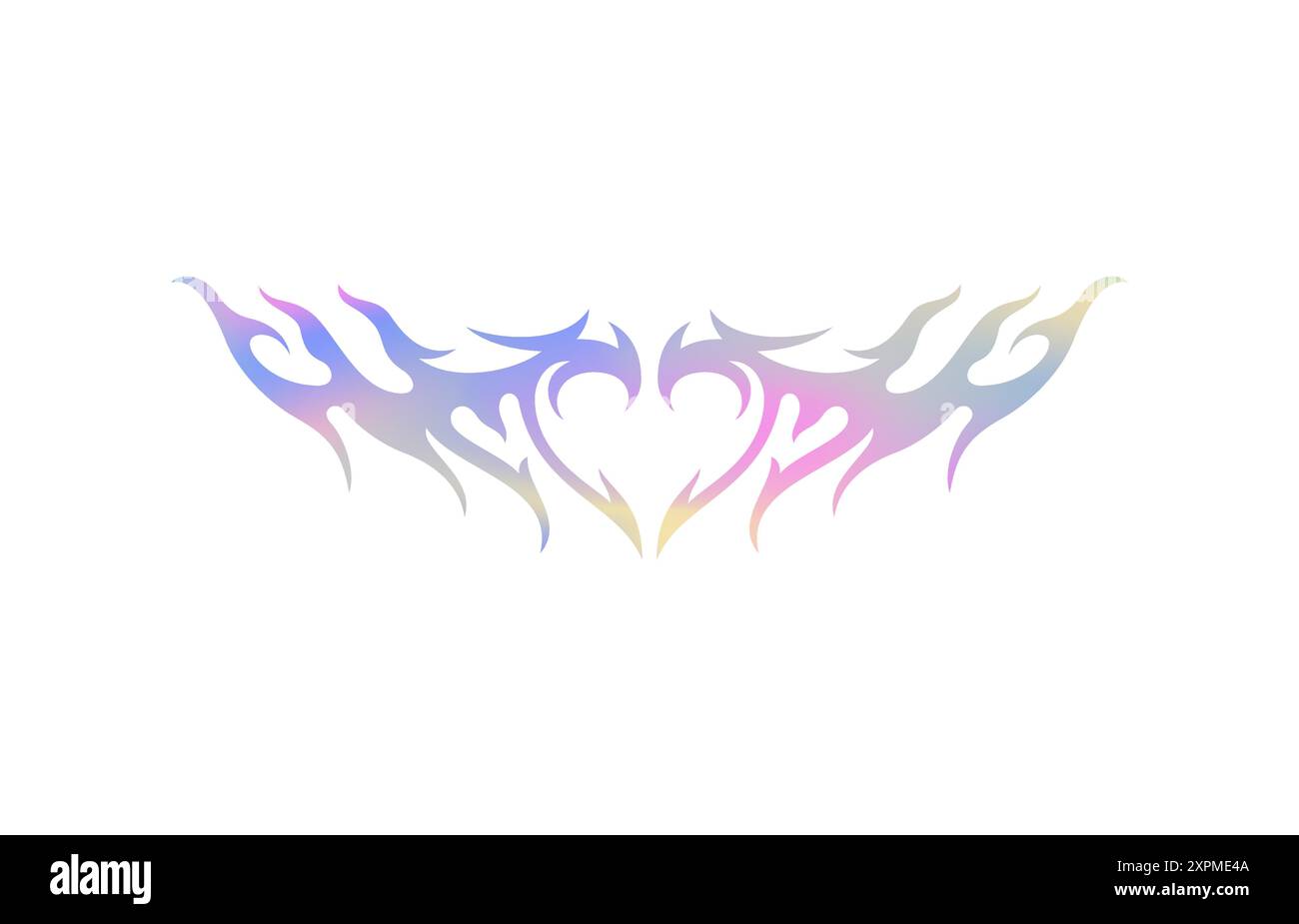 Y2k metal gradient holographic fire flame heart icon vector flat illustration. Psychedelic ...