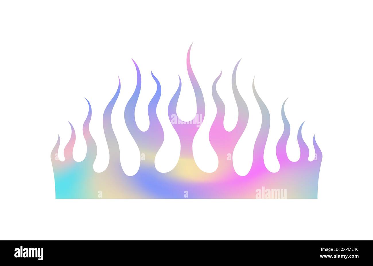Y2k fire flame burning hologram gradient silhouette icon vector flat ...
