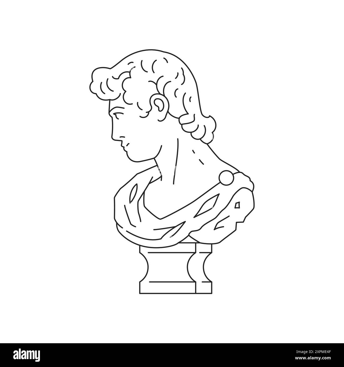 Y2k ancient Roman god gypsum bust contemporary pop art outline icon ...